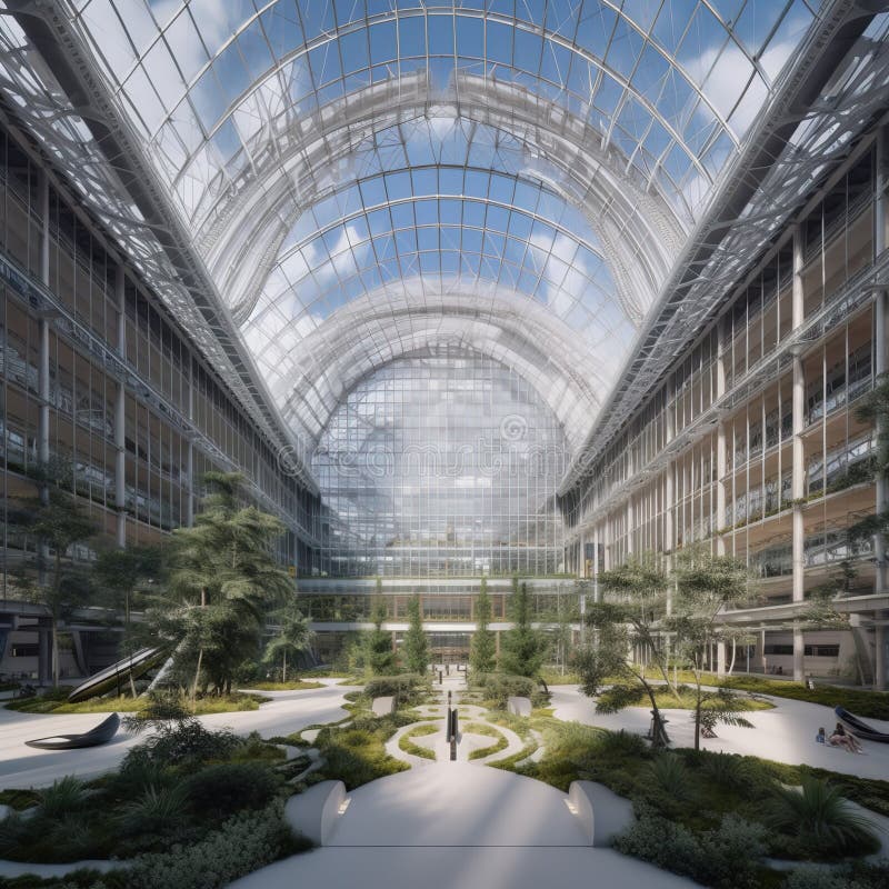 Open Space Interior of a Building Stock Illustration - Illustration of ...