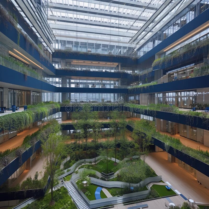 Open Space Interior of a Building Stock Illustration - Illustration of ...