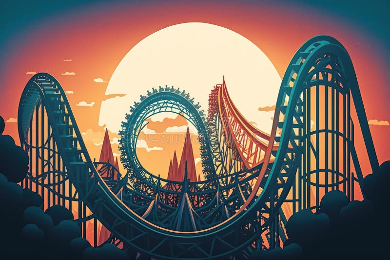 Roller Coaster Ride at a Theme Park Wallpaper Stock Illustration ...