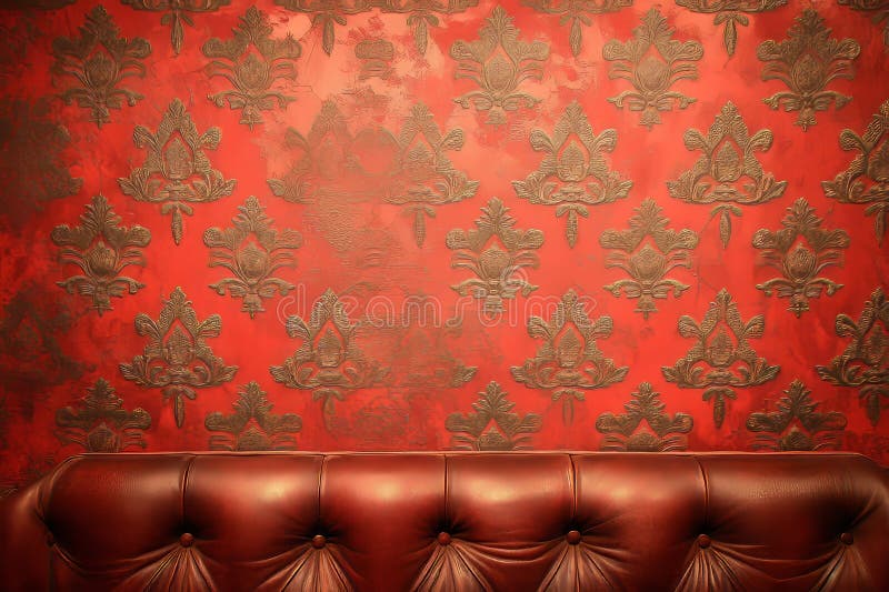 A Wallpaper Featuring a Complex, Baroque-inspired Damask Design in Rich ...
