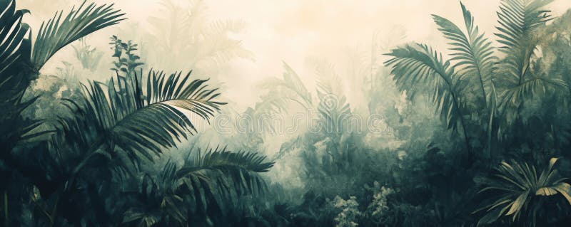 Wallpaper Featuring a Watercolor Jungle Pattern Stock Photo - Image of ...