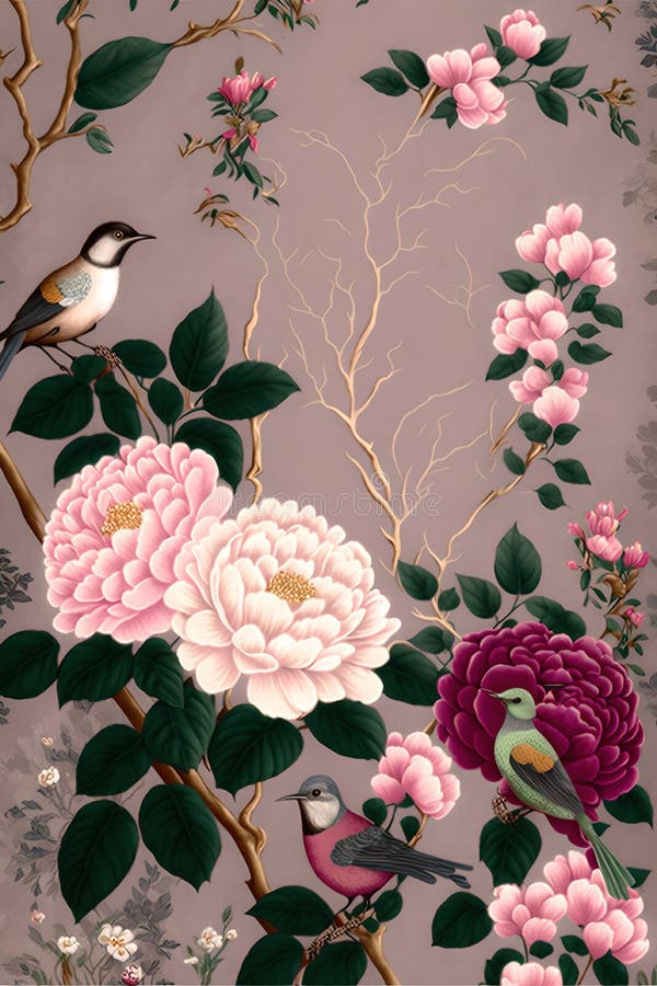 Wallpaper for the Flowers Forest and Roses with Branche Stock Image ...