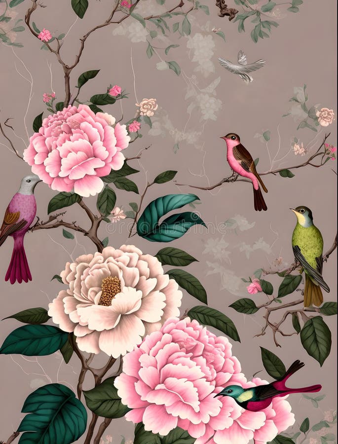 Wallpaper for the Flowers Forest and Roses with Branche Stock Photo ...