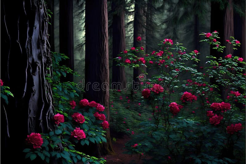 Wallpaper for the Flowers Forest and Roses with Branches and Birds in ...