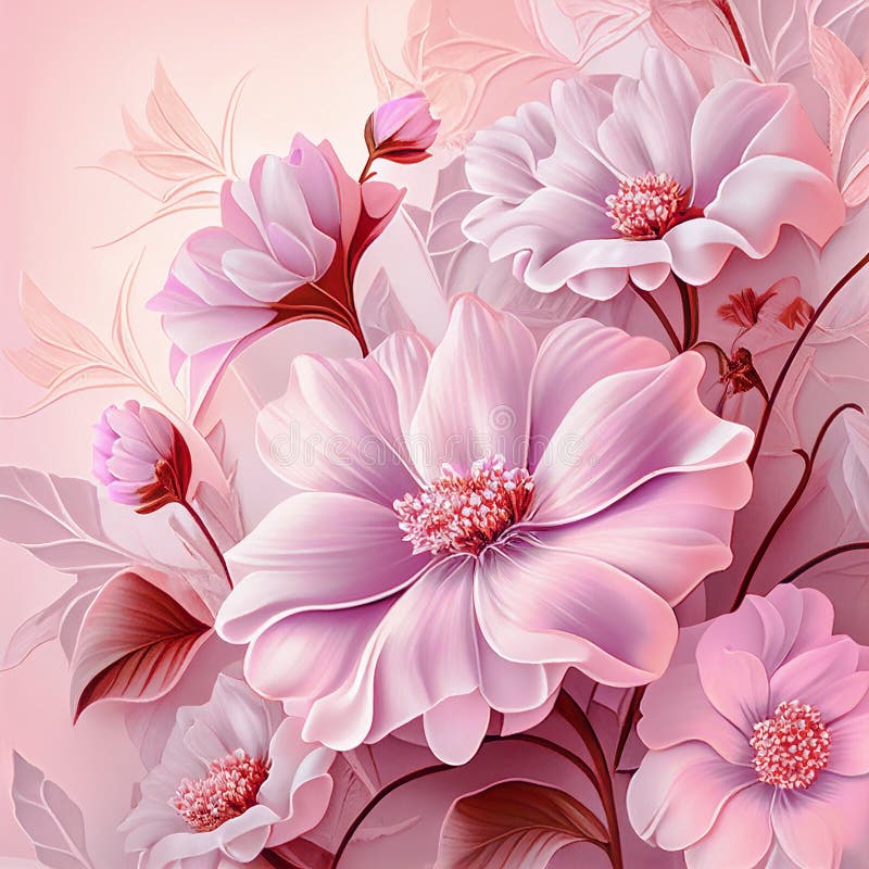 Wallpaper Flowers in Pastel Pink. AI Generated Stock Illustration ...