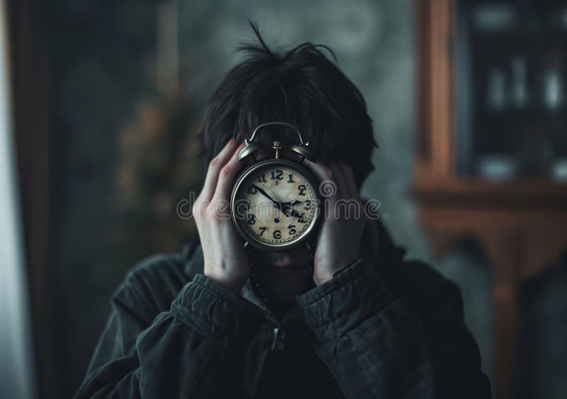 Surreal Clock and Face Wallpaper, Generative AI Stock Illustration ...