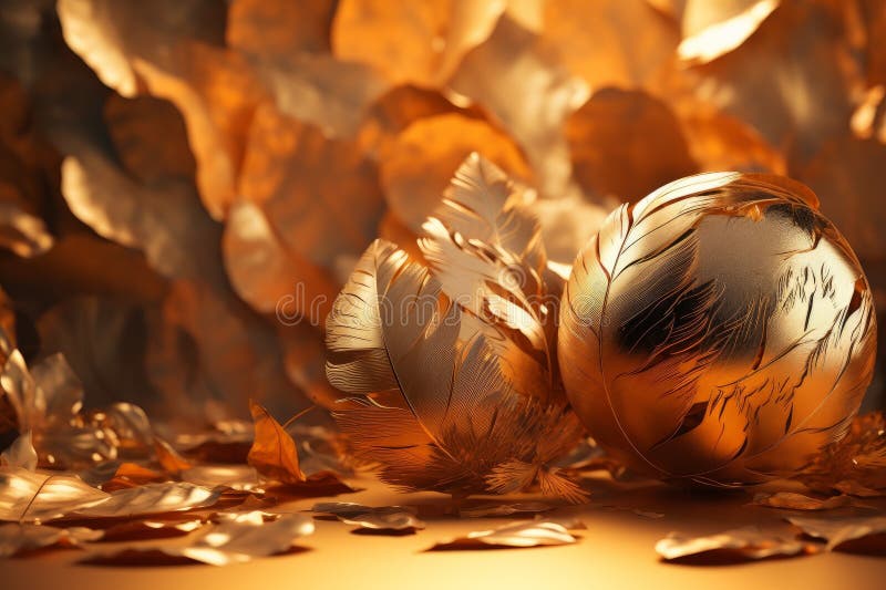 Wallpaper Golden Feather. Generate Ai Stock Illustration - Illustration ...