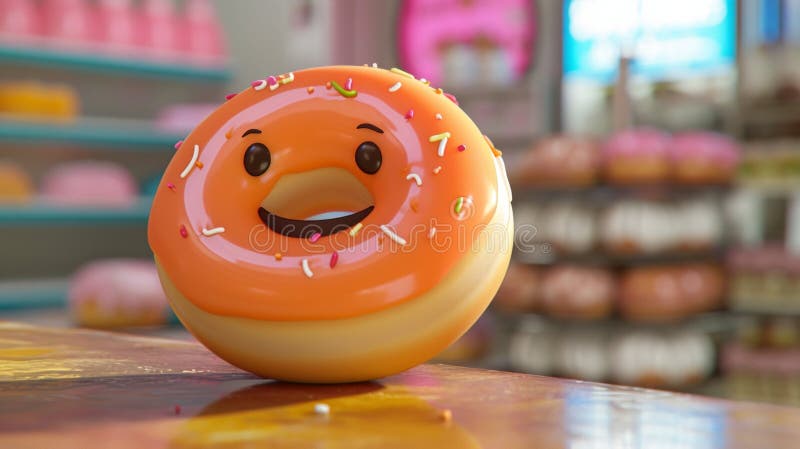 Donut with a Face HD Wallpaper, Generative Ai Stock Image - Image of ...