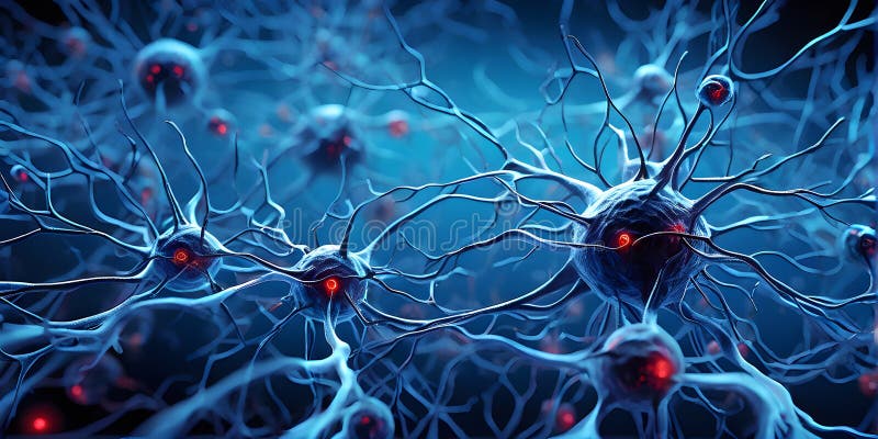 Abstract Microscopic View on Nerve Cells Intermingled with Cancer Cell ...