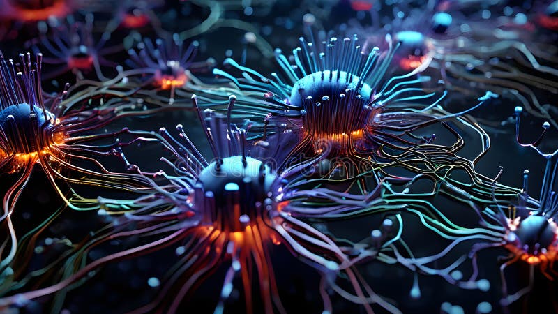 Abstract Microscopic View on Nerve Cells Intermingled with Cancer Cell ...