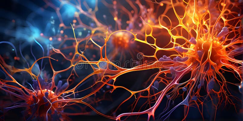Abstract Microscopic View on Nerve Cells Intermingled with Cancer Cell ...