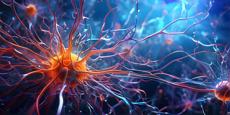 Abstract Microscopic View on Nerve Cells Intermingled with Cancer Cell ...