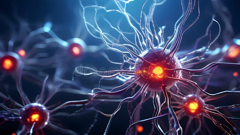 Abstract Microscopic View on Nerve Cells Intermingled with Cancer Cell ...