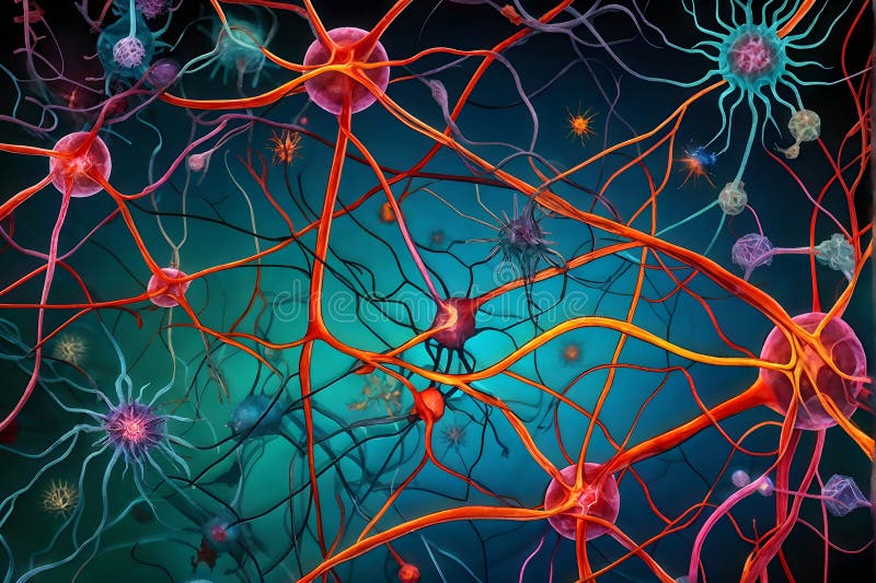 Abstract Microscopic View on Nerve Cells Intermingled with Cancer Cell ...