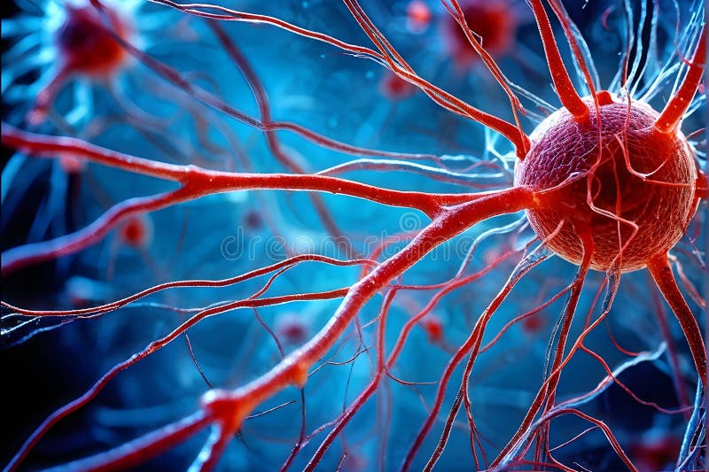 Abstract Microscopic View on Nerve Cells Intermingled with Cancer Cell ...