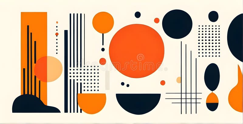 Abstract Minimalist Mid Century Vector Set with Hand Drawn Geometric ...