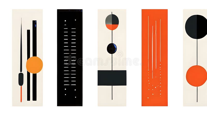 Abstract Minimalist Mid Century Vector Set with Hand Drawn Geometric ...
