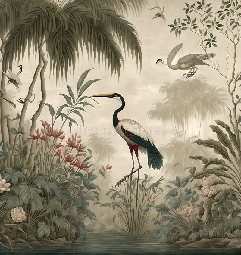 Wallpaper Jungle Pattern Tropical Forest Palm Tropical Stock ...