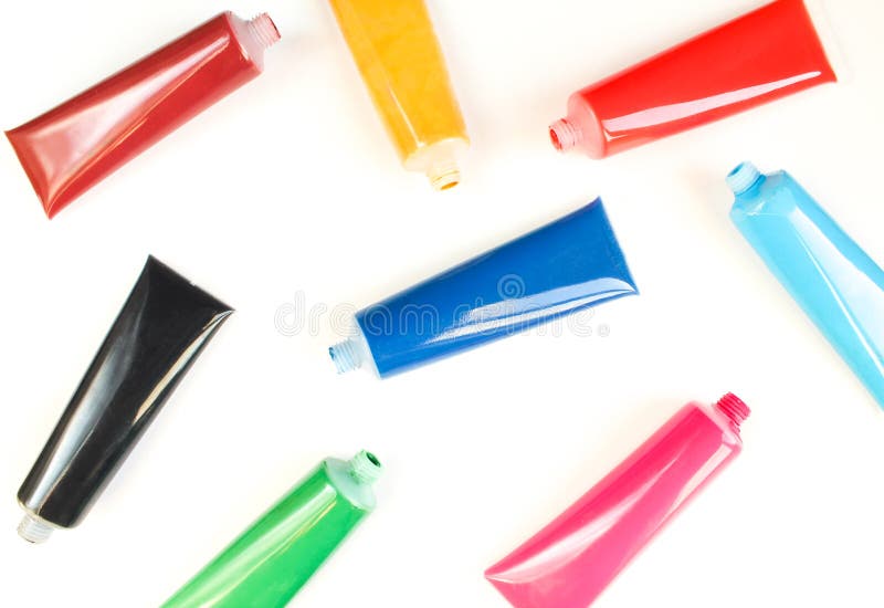 Wallpaper Made of Open and Used Color Tubes Isolated on White ...