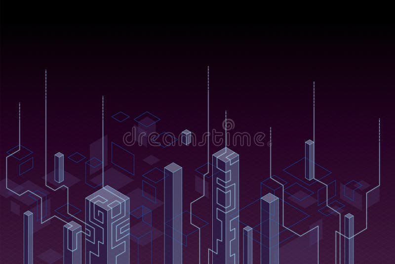 Wallpaper with Megapolis Skyscrapers Layout by Digital Geometric Forms ...