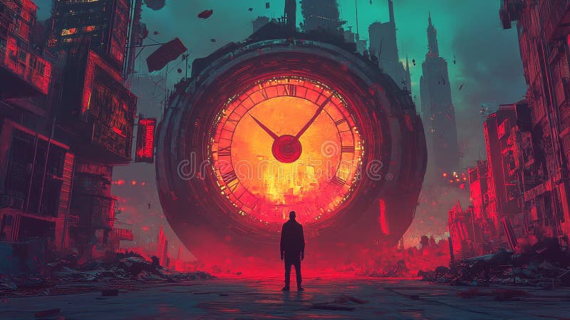 Wallpaper with a Motif Inspired by Time Travel Stock Photo - Image of ...