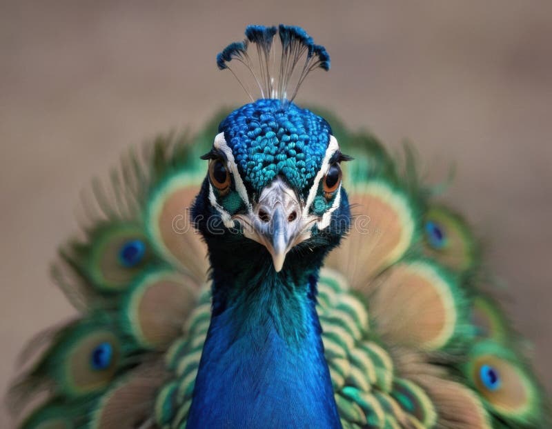 Peacock face closeup. stock illustration. Illustration of bird - 343357107