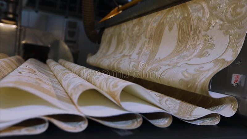Movement of Wallpaper on the Conveyor Line. Wallpaper Production ...