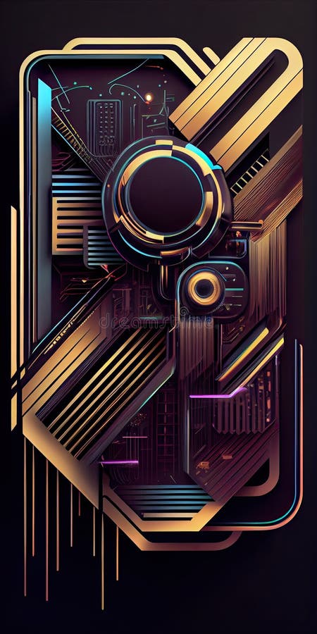 Wallpaper Retro Tech Background for Mobile. Stock Illustration ...