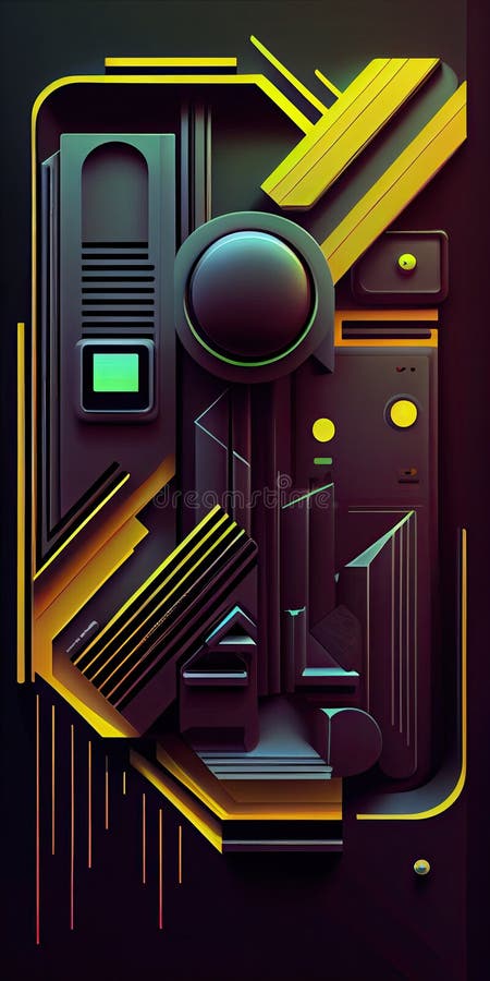 Wallpaper Retro Tech Background for Mobile. Stock Illustration ...