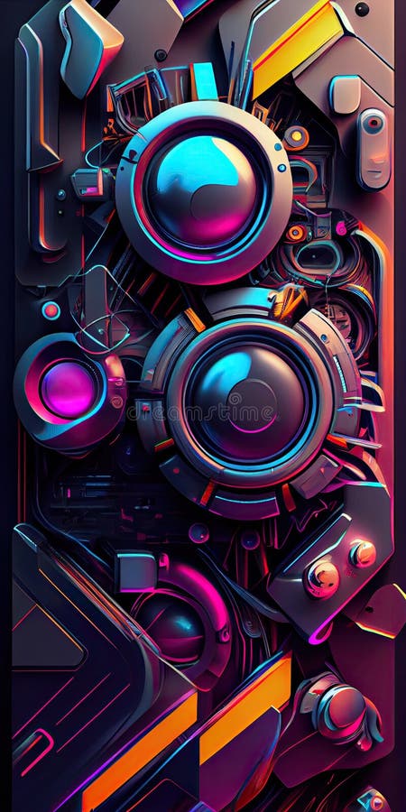 Wallpaper Retro Tech Background for Mobile. Stock Illustration ...