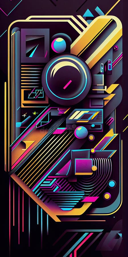 Wallpaper Retro Tech Background for Mobile Stock Illustration ...