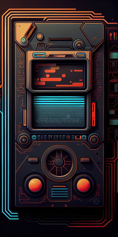 Wallpaper Retro Tech Background for Mobile. Stock Illustration ...