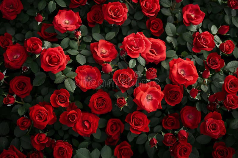 Wallpaper of a Room Filled with Red Roses, High Quality, High ...
