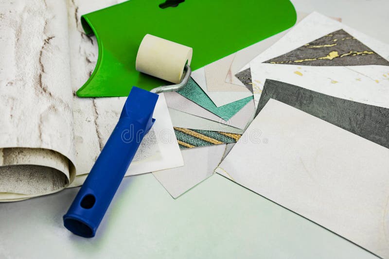 Wallpaper Selection and Tools for Working with Wallpapers. Stock Photo ...