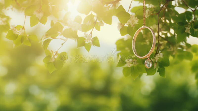 Wedding Ring on Tree with Soft Light Wallpaper, Generative Ai Stock ...