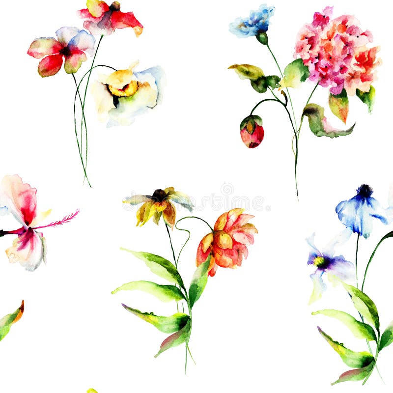 Wallpaper with Stylized Flowers Stock Illustration - Illustration of ...