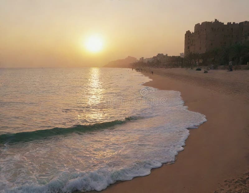 Wallpaper Sunset on Beach, Sunset and Wave, Sunset Time. Stock ...