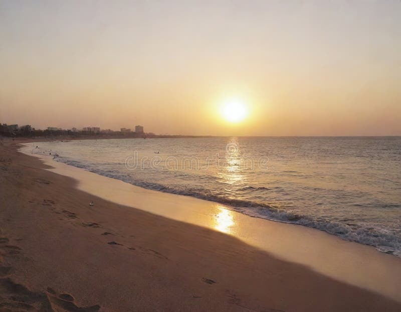 Wallpaper Sunset on Beach, Sunset and Wave, Sunset Time. Stock ...