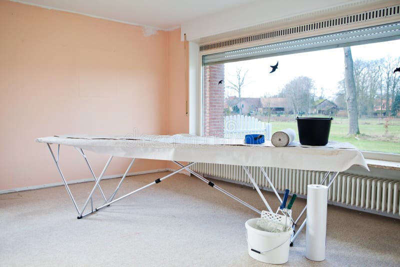 Wallpaper table stock image. Image of roller, bucket - 18459147