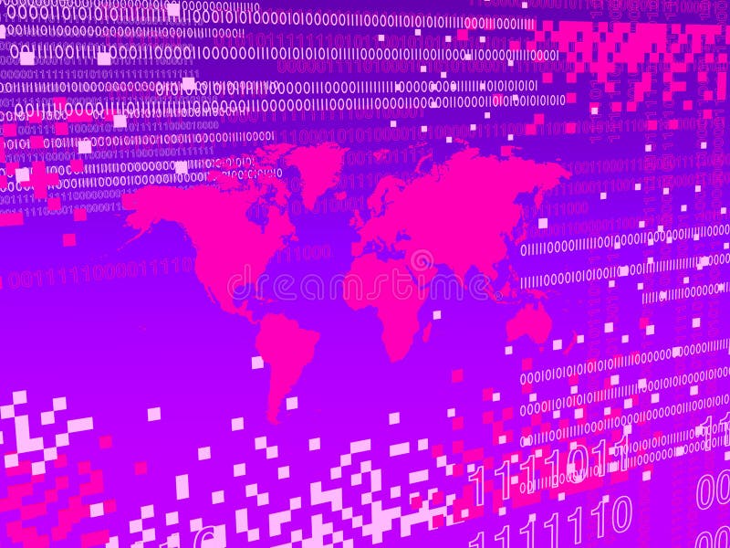 Red Digital Worlmap Background with White Pixels Stock Illustration ...
