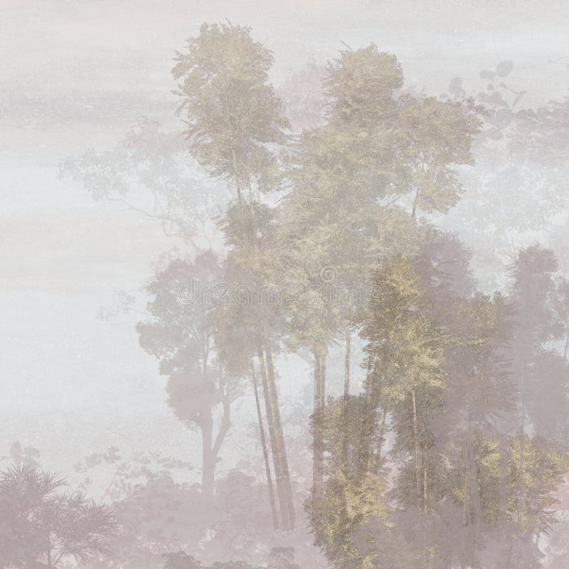 Wallpaper Textile Pattern with Natural Leaves and Trees Background ...