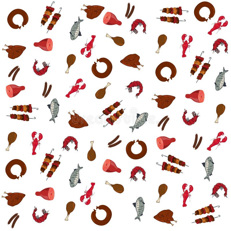 Wallpaper on the Theme of Eating. Stock Vector - Illustration of shrimp ...