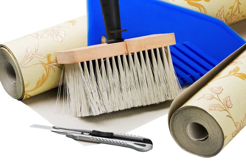 Wallpaper and Tools for Sticking Stock Image - Image of descriptive ...