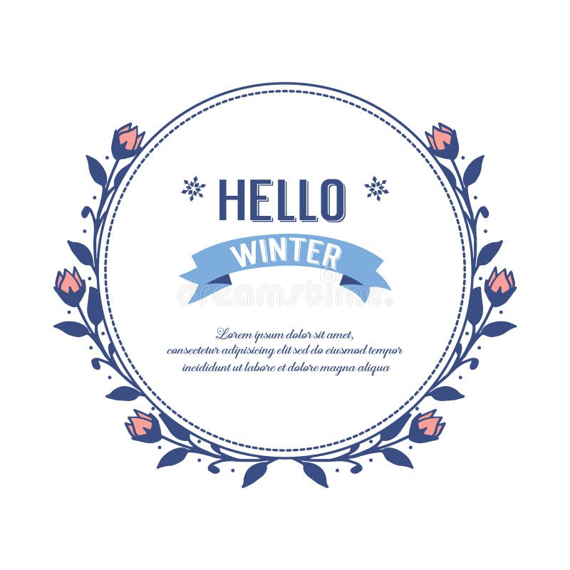 Wallpaper of Vintage Blue Leaf Floral Frame, for Handwritten Text Hello ...