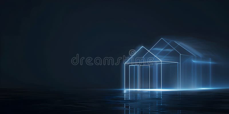 Wallpaper of Virtual House on Digital Background, Abstract Technology ...