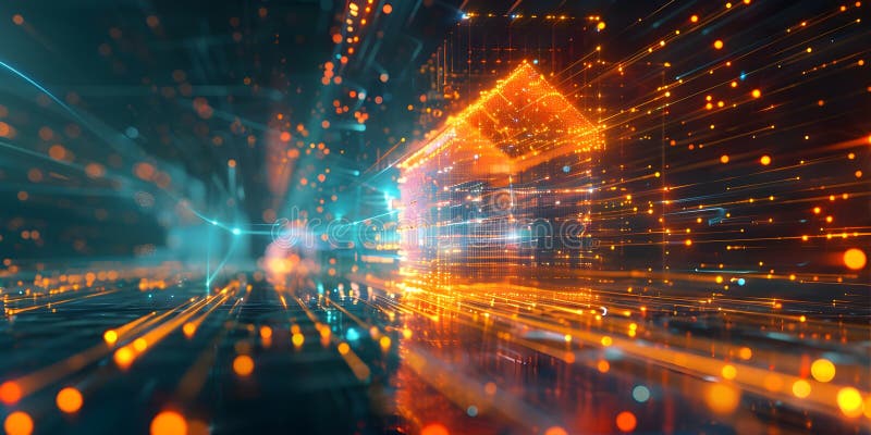 Wallpaper of Virtual House on Digital Background, Abstract Technology ...