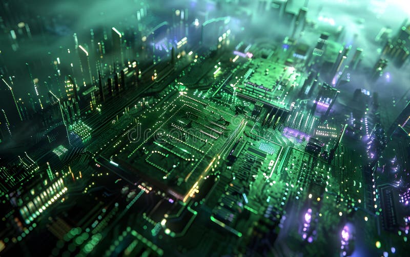 Wallpaper of Virtual Micro Chips on Digital Background, Abstract ...