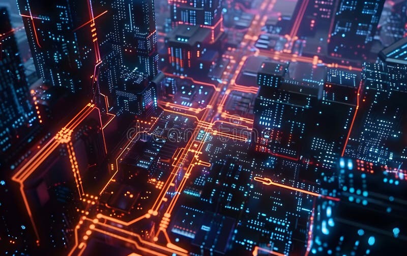 Wallpaper of Virtual Micro Chips on Digital Background, Abstract ...