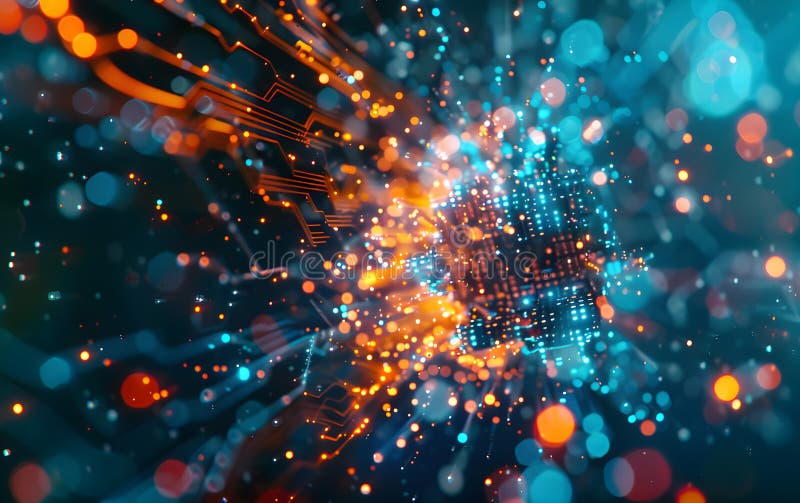 Wallpaper of Virtual Micro Chips on Digital Background, Abstract ...