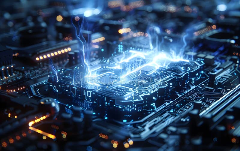 Wallpaper of Virtual Micro Chips on Digital Background, Abstract ...